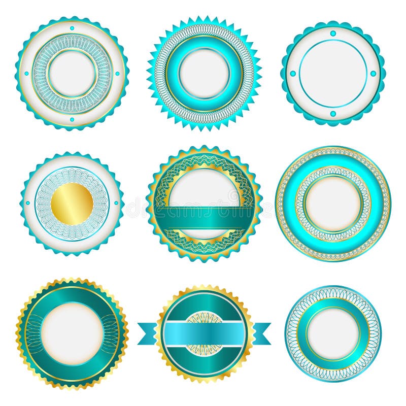 Set of Badges, Labels and Stickers without Text in Turquoise Stock ...