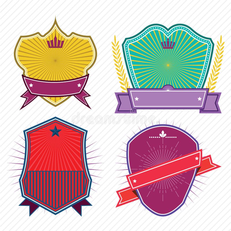 Set of Badges Ribbons and Labels Set 18 Stock Vector - Illustration of ...