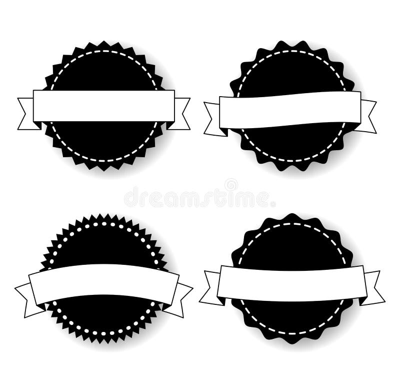 Set of the Badges Templates with Ribbons Stock Vector - Illustration of ...