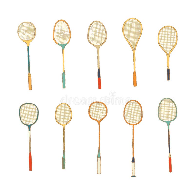 Set of Badminton Rackets Vector Illustration Stock Vector ...