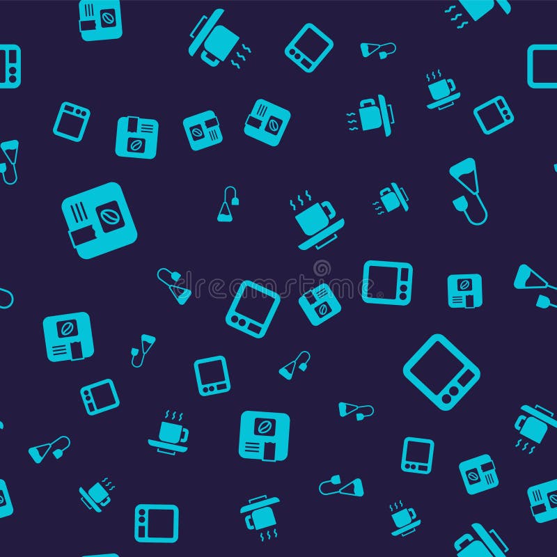 Set Bag of Coffee Beans, Tea Bag, Coffee Cup and Electronic Scales on ...