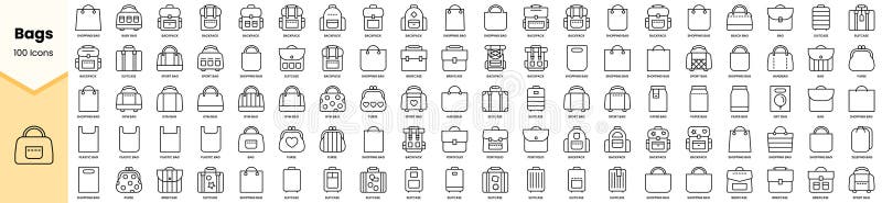 Set of Bags Icons. Simple Line Art Style Icons Pack Stock Vector ...