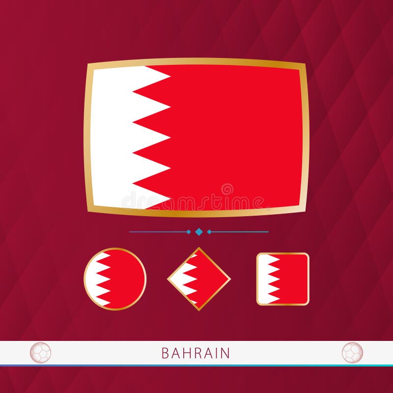 Set of Bahrain Flags with Gold Frame for Use at Sporting Events on a ...