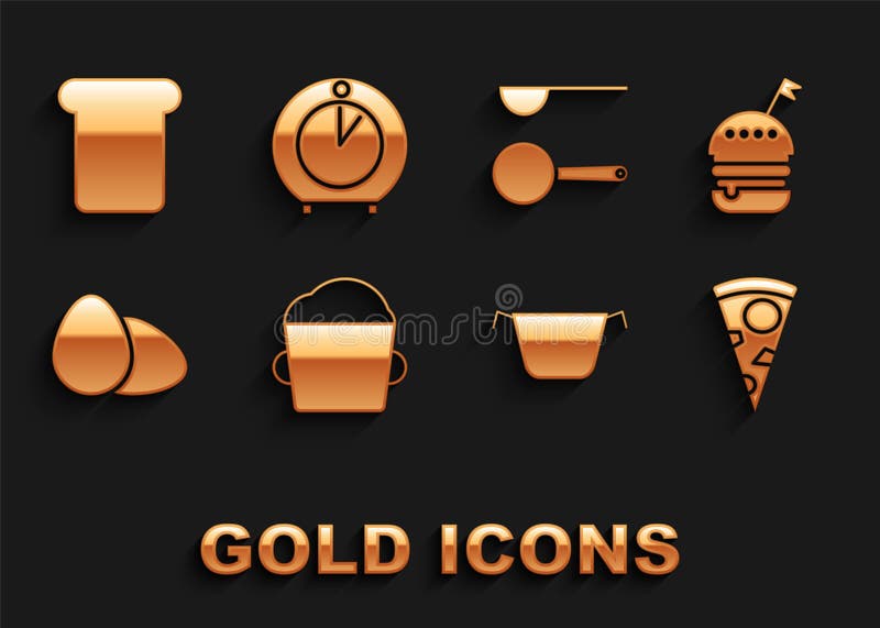 Set Bakery Bowl Dough, Burger, Slice of Pizza, Cooking Pot, Chicken Egg ...