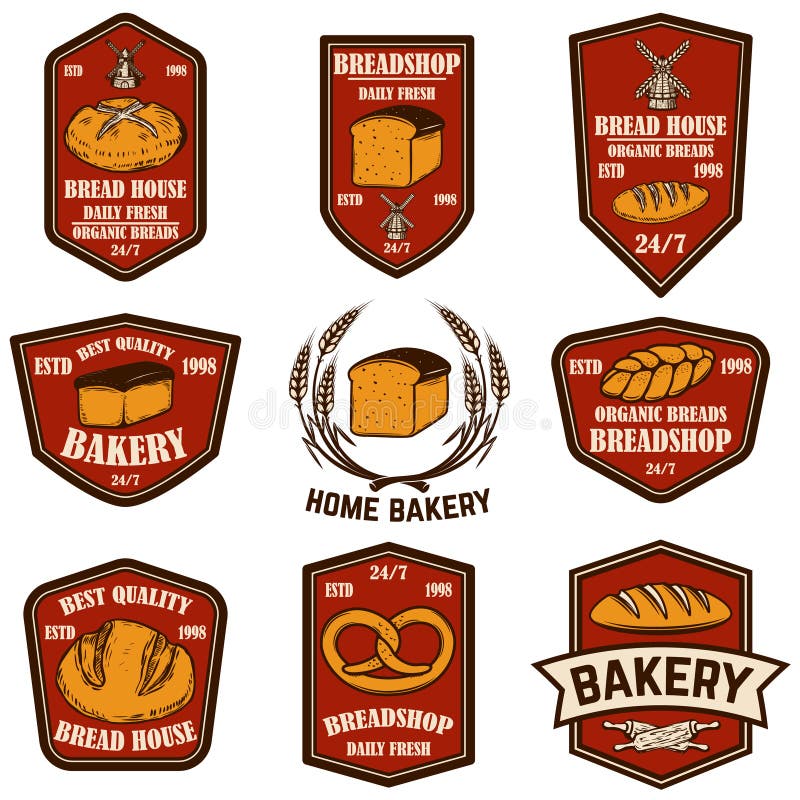 Set of Bakery, Bread Shop Emblems. Design Element for Poster, Logo ...