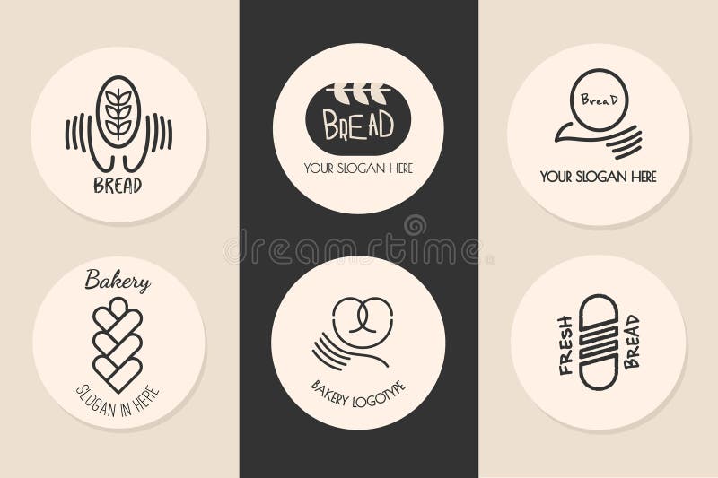 Set of Bakery Logos.Bakery with Pretzel,bread,bun,hands.Design Elements ...