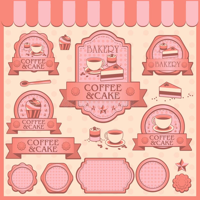 Set of Bakery pink tone stock vector. Illustration of insignia - 39933206