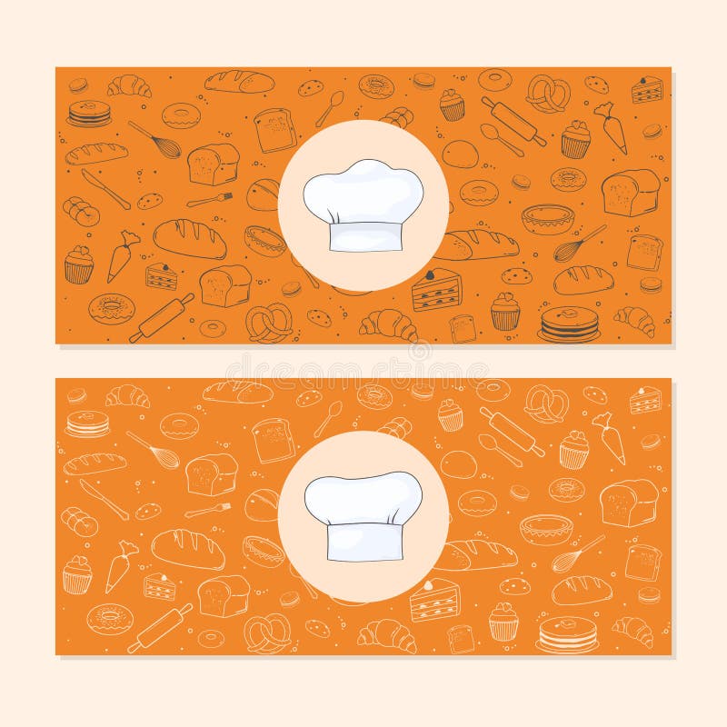 Set of Bakery Template with Bread and Baking Tools Element Stock ...