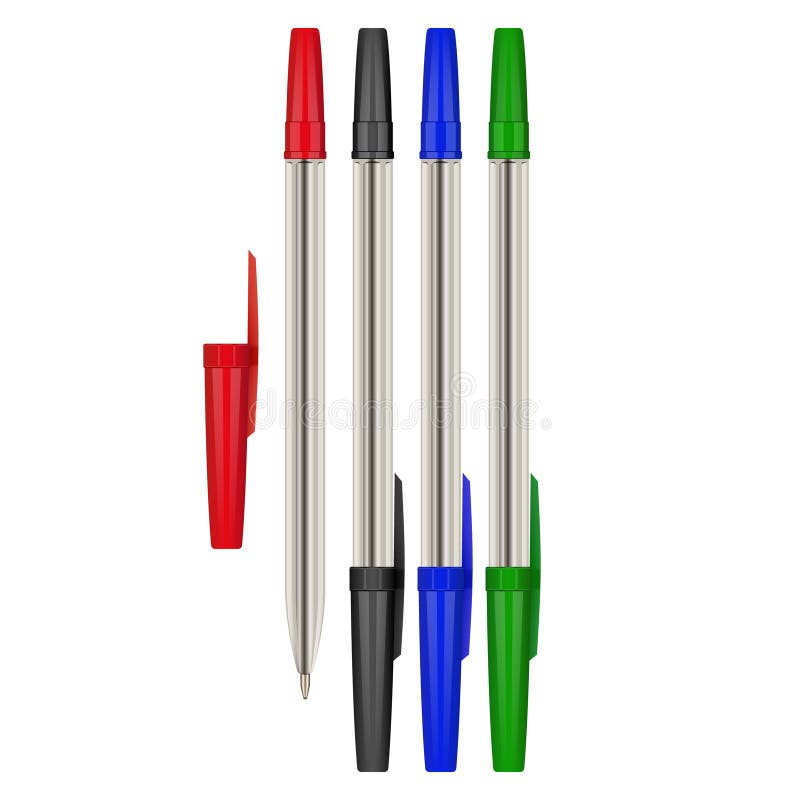 Set of ballpoint pens. stock vector. Illustration of school - 293620230