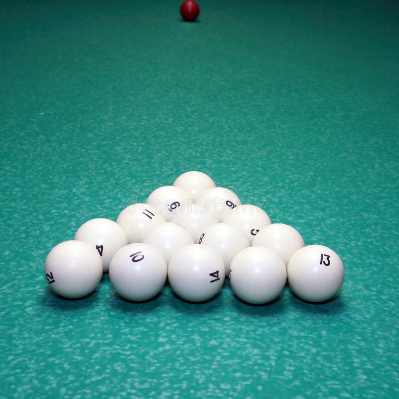 Set of Balls for Billiards on Green Table Stock Photo - Image of ...