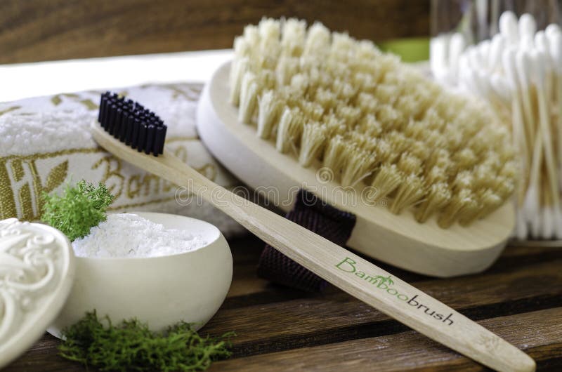 Set of Bamboo Hygienic Tools. Zero Waste Concept Stock Photo - Image of ...