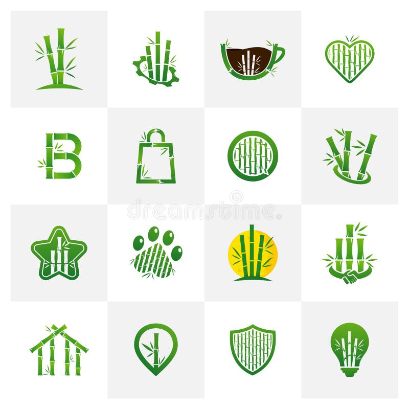 Set of Bamboo Logo Vector Template, Creative Bamboo Logo Design ...
