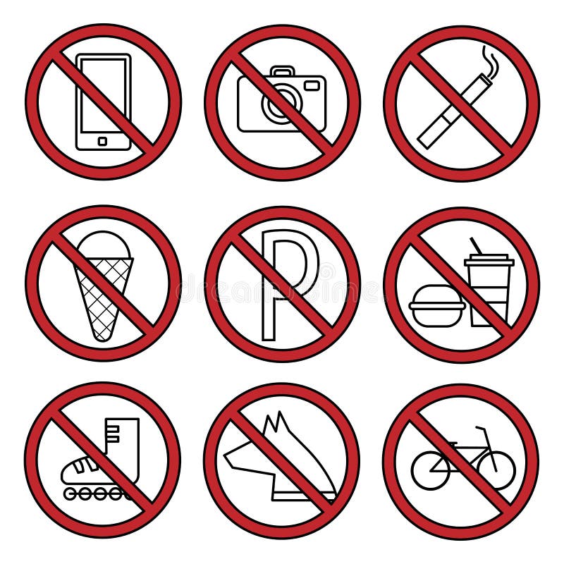 Set ban icons. stock vector. Illustration of label, danger - 81878206