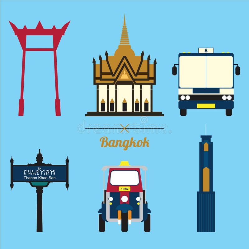 A set of Bangkok City Icon stock vector. Illustration of pole - 41584780