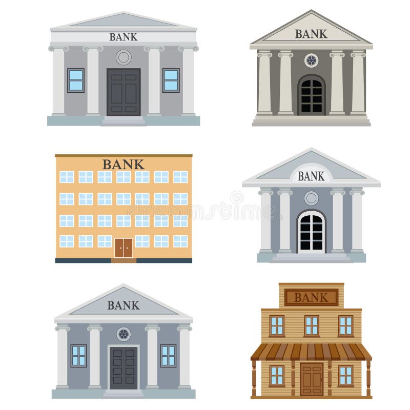 Set of bank buildings. stock vector. Illustration of office - 57153865