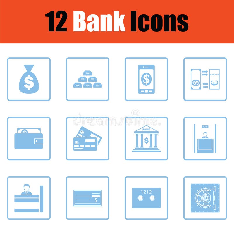 Set of bank icons stock vector. Illustration of cash - 93950299