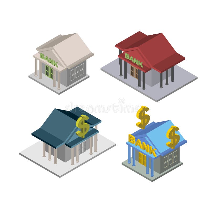 Bank Building Isometric View Vector Stock Illustrations – 201 Bank ...