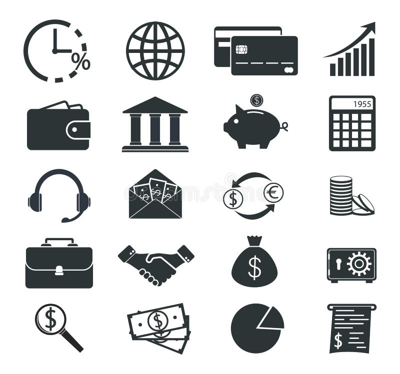 Set of Banking Icons. Money Icons. Financial Icons Stock Illustration ...