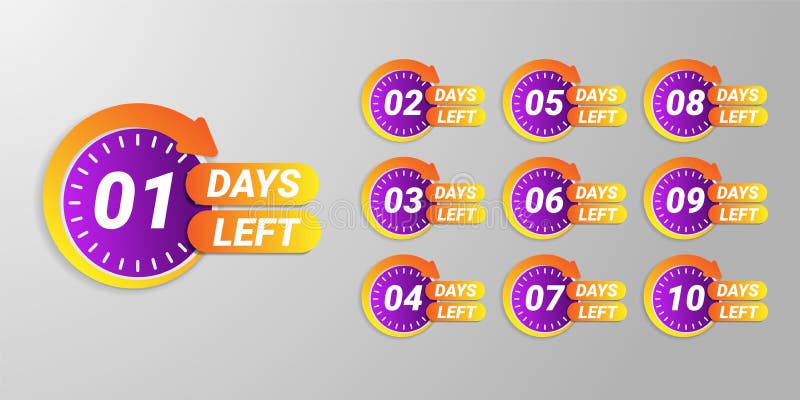 Set of Banner Design Day Left for Promotion Stock Vector - Illustration ...
