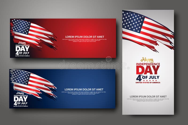 Set Banner Design Template. Fourth of July Independence Day, Vector ...