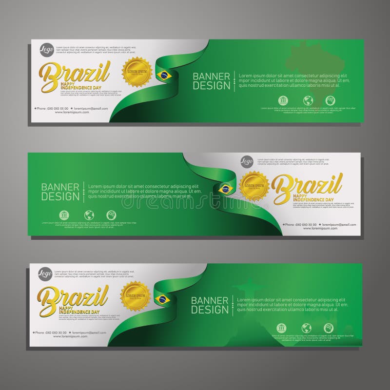Set Banner Design Template Independence Day Brazil Modern Background ...