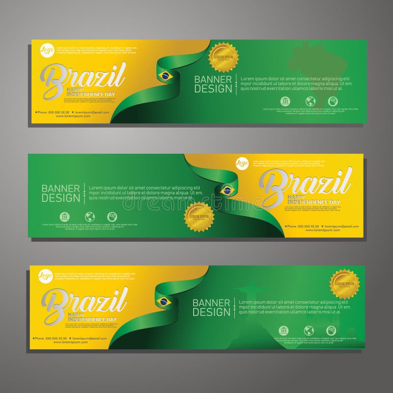 Set Banner Design Template Independence Day Brazil Modern Background ...