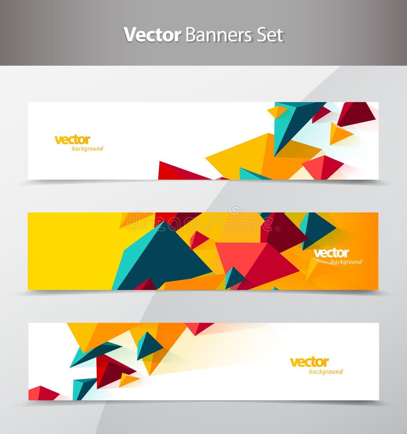 Set of 3 Banner Design Templates with Abstract Polygonal Objects Stock ...