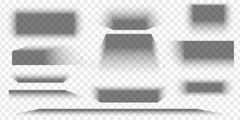 Set of Banner, Paper or Packing Box Shadow Effects. Different Realistic ...