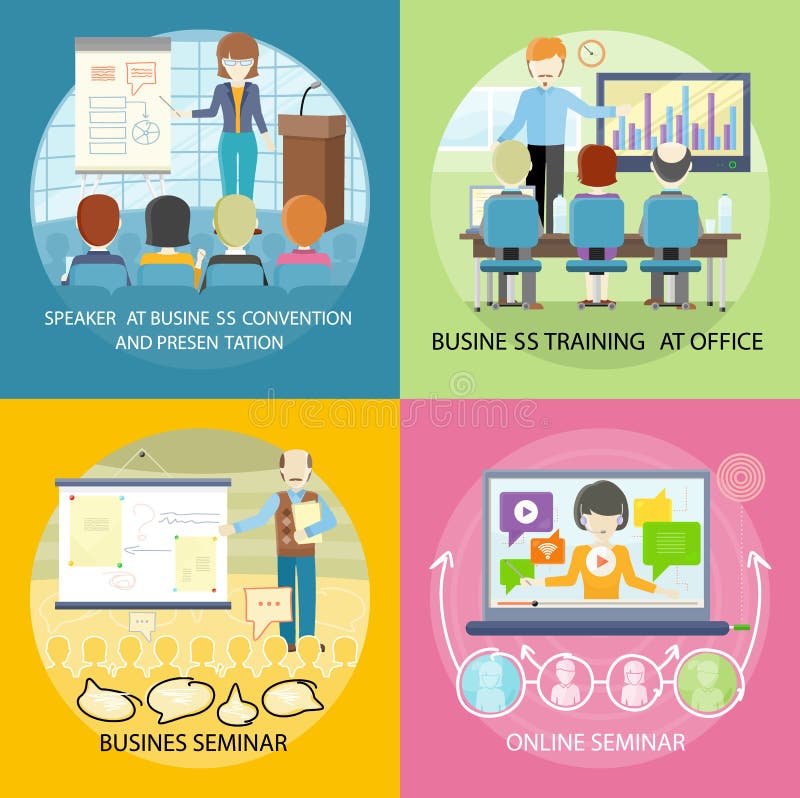 Set of Banner Seminar Training Business Stock Vector - Illustration of ...