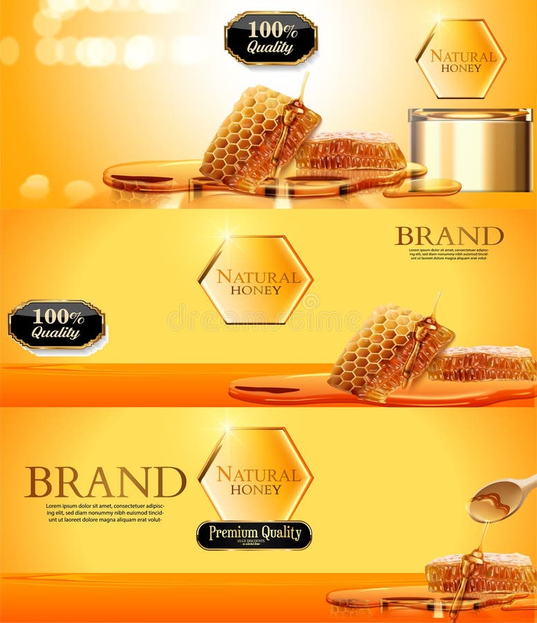 Set of Banner Sticker Product Honey Stock Photo - Image of organic ...