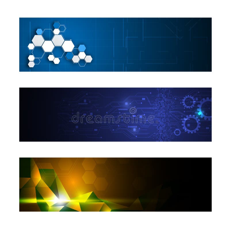 Set of 3 Banner Technology Innovation Concept Design Stock Vector ...