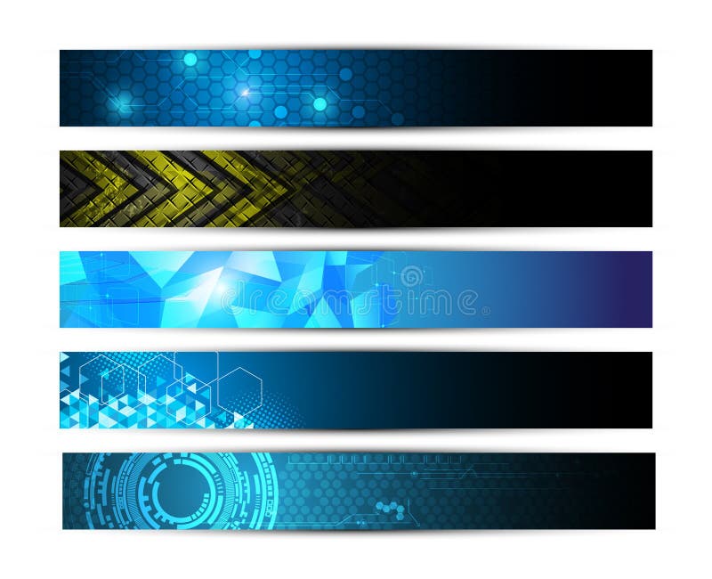 Set of 5 Banner Technology Innovation Digital Pattern Texture Design ...