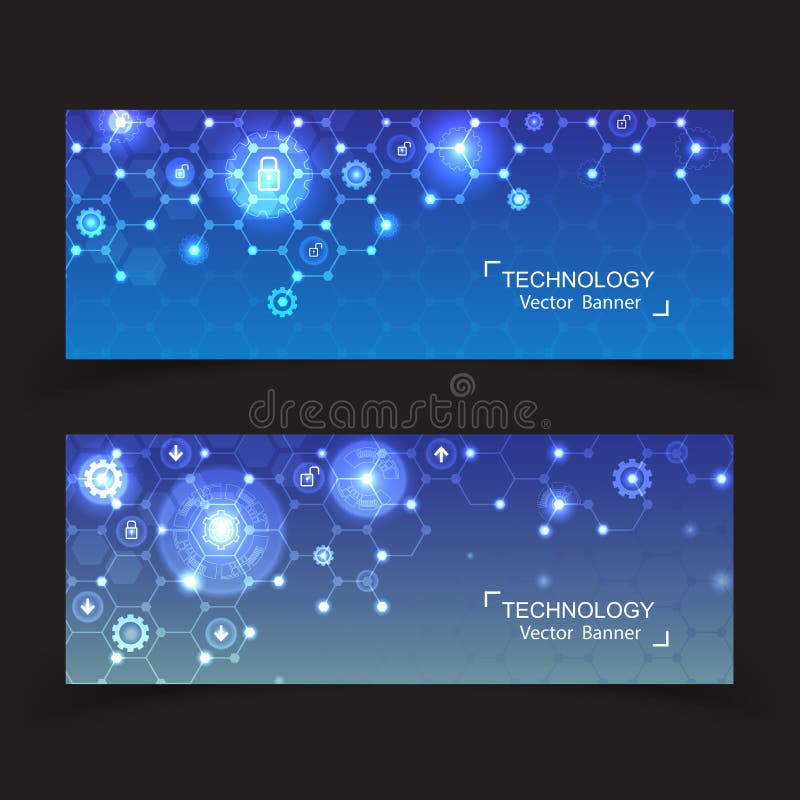 Set of 2 Banner Technology. Stock Vector - Illustration of banner ...