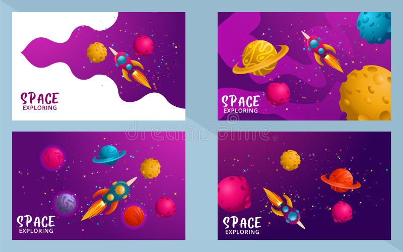 Set of Banner Templates. Universe. Space. Space Trip. Design. Vector ...