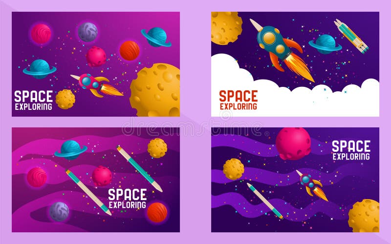 Set of Banner Templates. Universe. Space Trip. Design Stock Vector ...