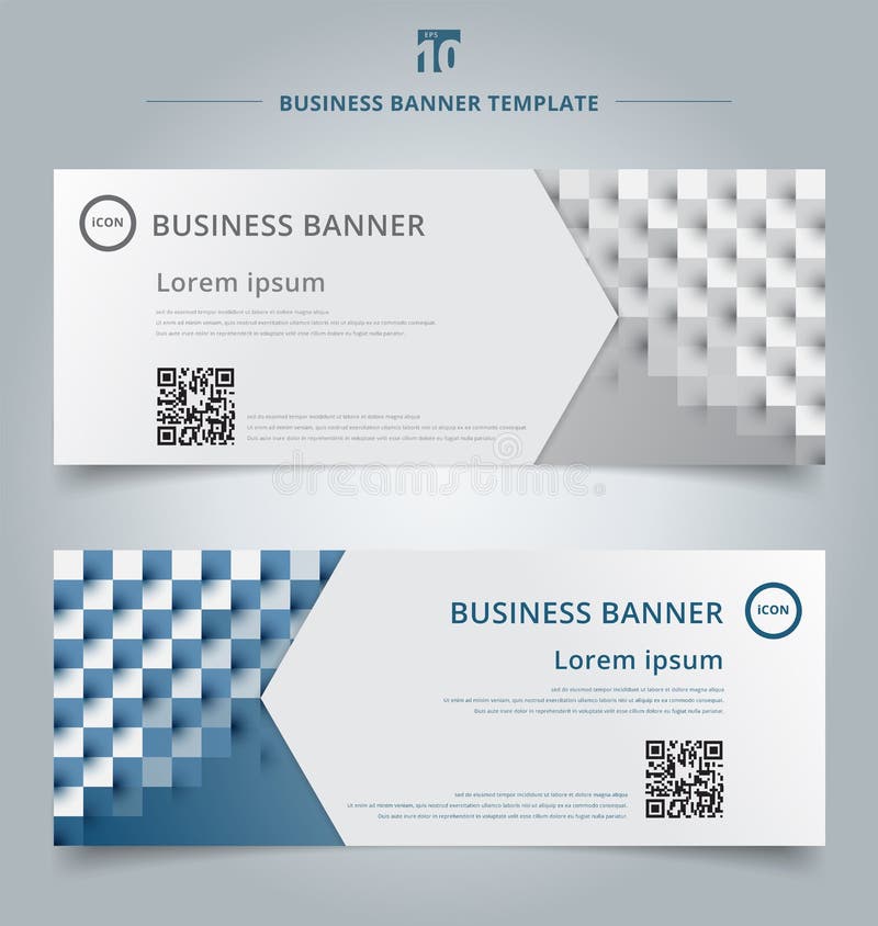 Set of Banner Web Template Geometric Horizontal with the 3D Effect for ...