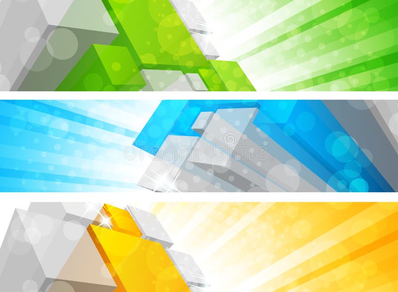 Set of banners with cubes stock vector. Illustration of construction ...