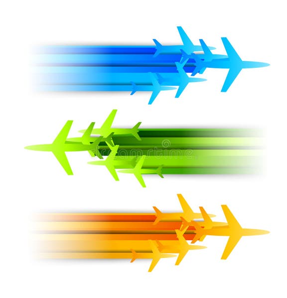 Set of Banners with Airplanes Stock Vector - Illustration of aircraft ...