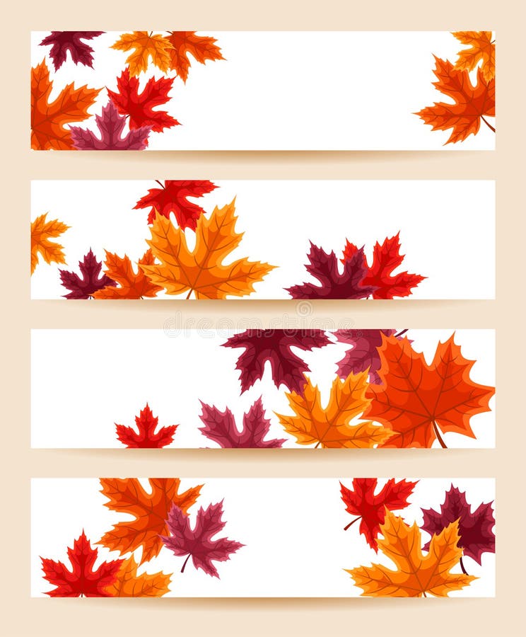 Set of Banners with Autumn Maple Leaves. Stock Vector - Illustration of ...