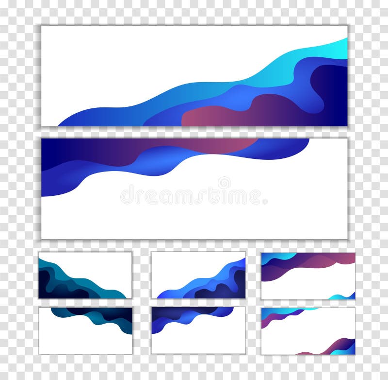 Set Banners. Background with Blue Abstract Multilayered Wavy Pattern ...