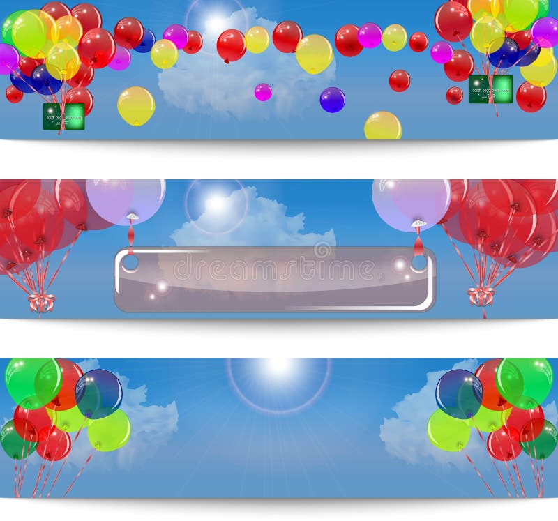 Set of Banners with Balloons. Stock Vector - Illustration of carnival ...