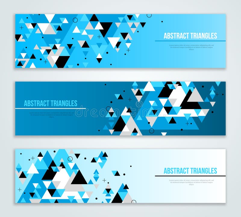 Set of Banners with Blue Geometric Triangles Stock Vector ...