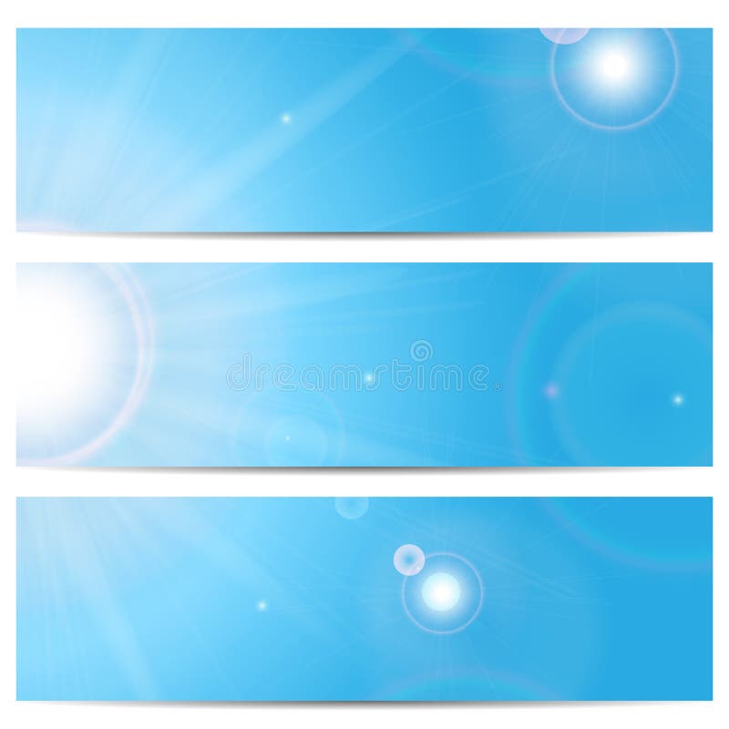 Set of Banners with Blue Sky and Sun Stock Vector - Illustration of ...