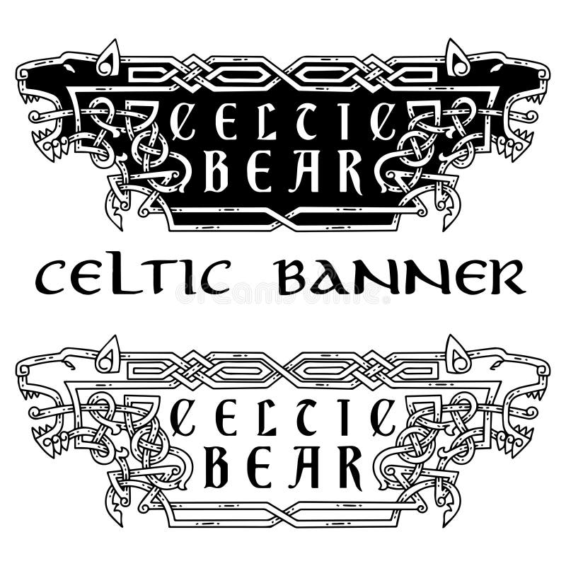 Set of Banners in Celtic Style.Banners with Animal Muzzle. Stock ...