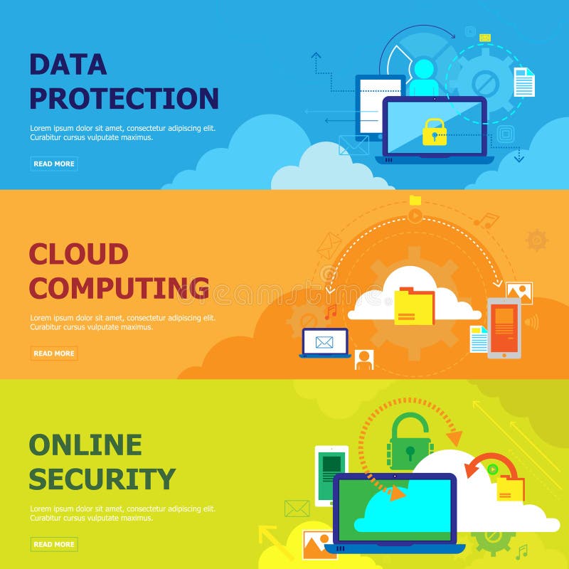 Set of Banners for a Cloudy Data Center Stock Vector - Illustration of ...