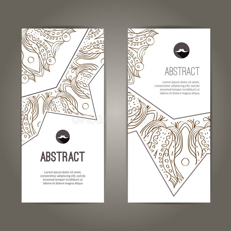 Set of Banners with Doodles Round Pattern Design Hand Drawn Stock ...