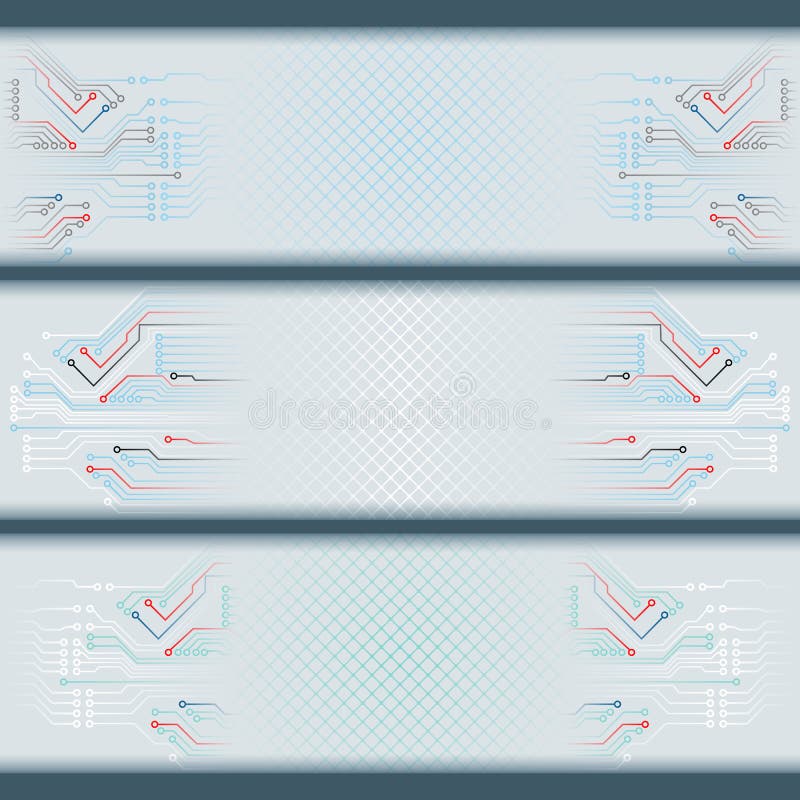 Set of Banners with Electronic Circuits and Space for Text Stock Vector ...