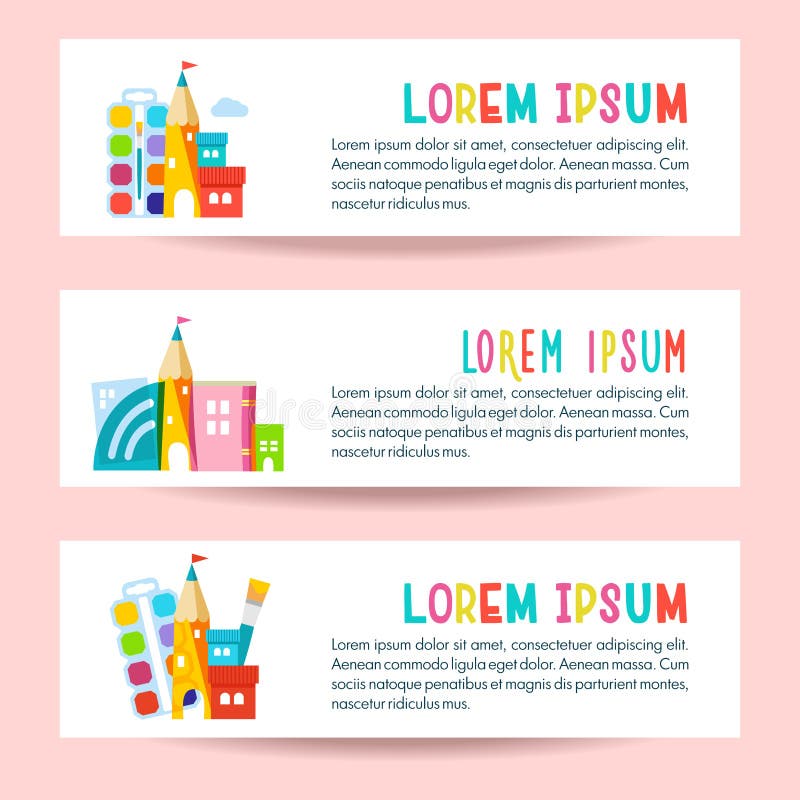 Set of Banners with the Emblem of Education. Stock Vector ...