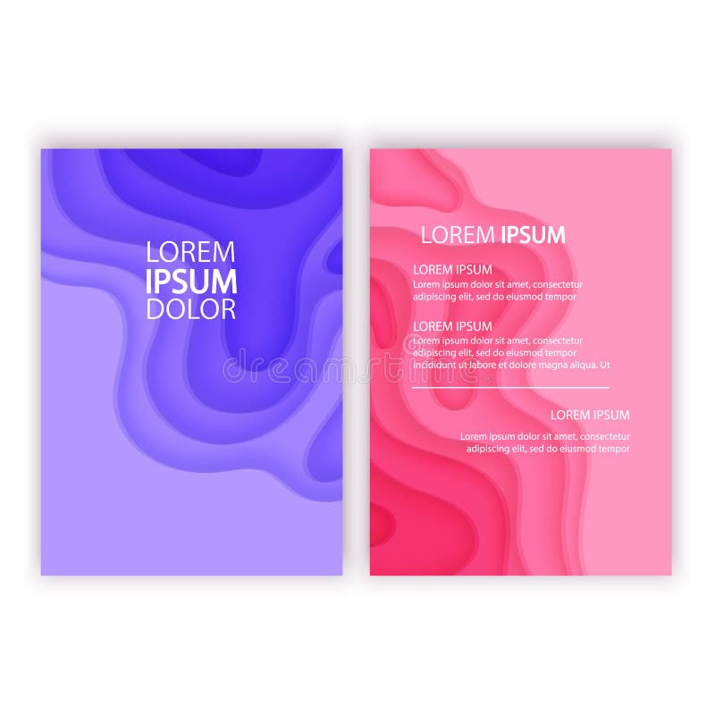 Set of Banners A4 Format with 3D Abstract Background and Paper Cut ...