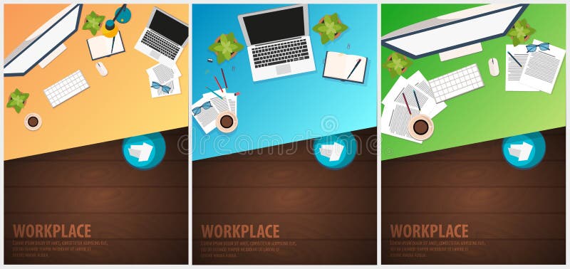Set Banners of Freelance Workplace Office, Co-working Centre ...